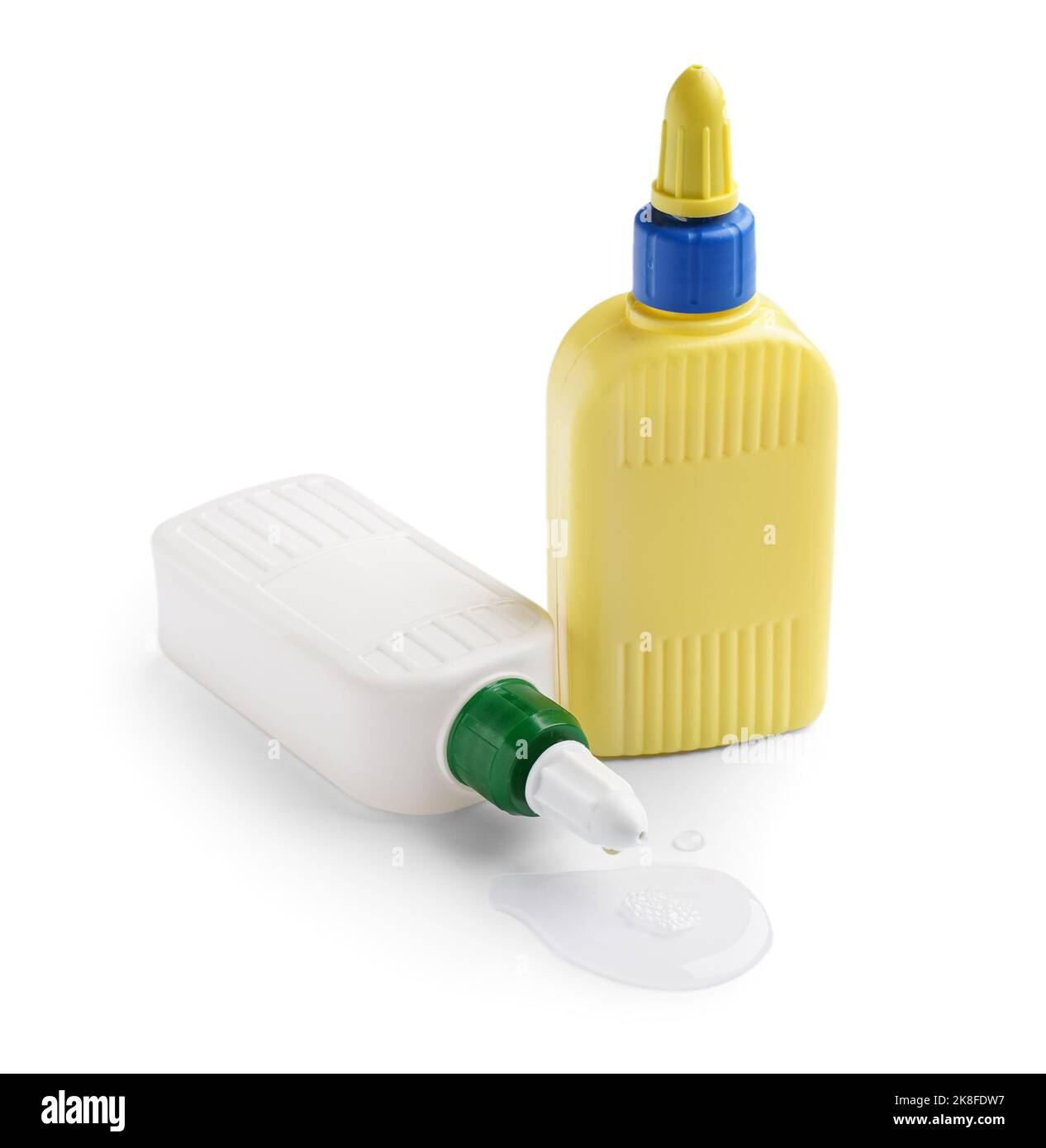 Bottles of glue on white background Stock Photo - Alamy