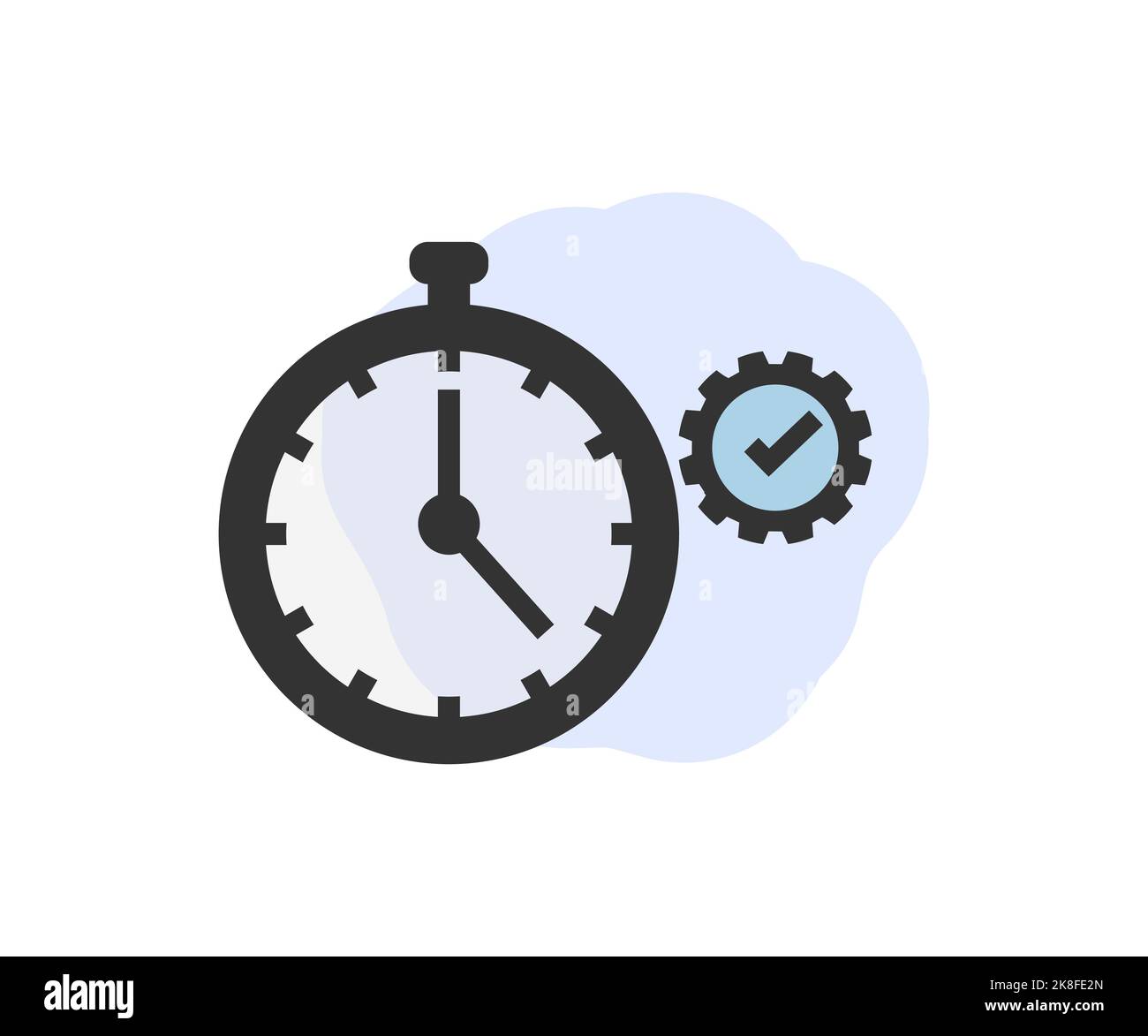 Business efficiency line, Clock and gear with checkmark logo design. Cogwheels and clock ...