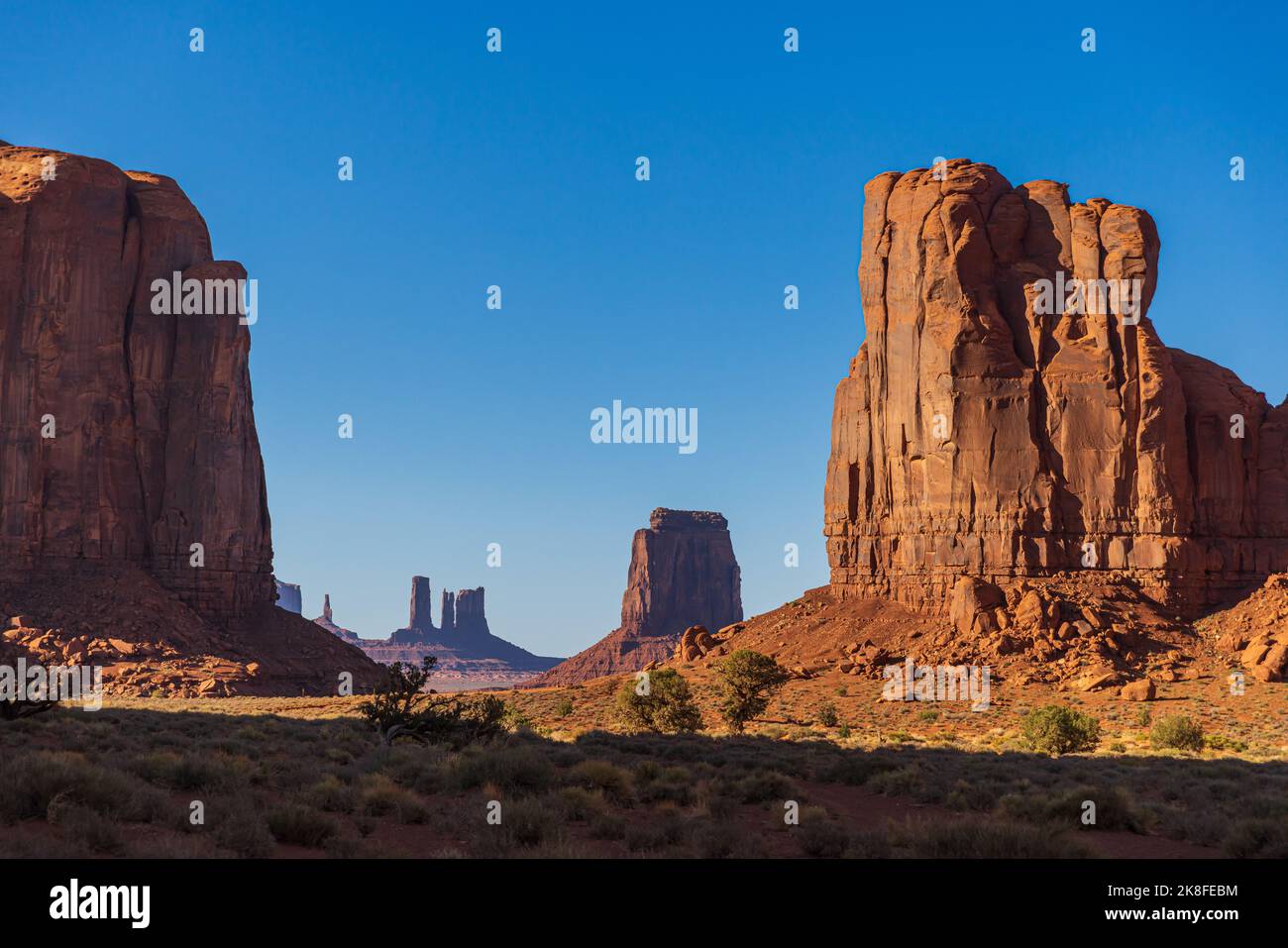 Landscape of Monument Valley in a panoramic view, Navajo tribal park ...