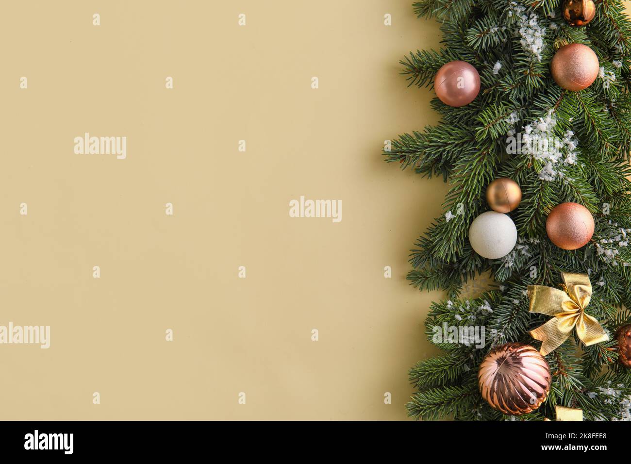 Christmas composition with fir branches and beautiful decorations on ...