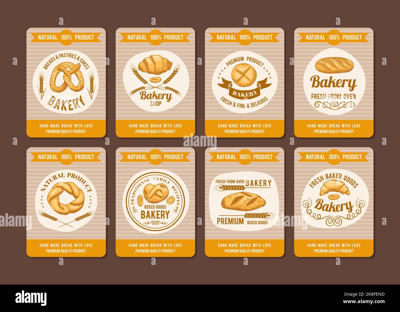 Bakery cards. baking tasty products banners for pastry culinary service ...