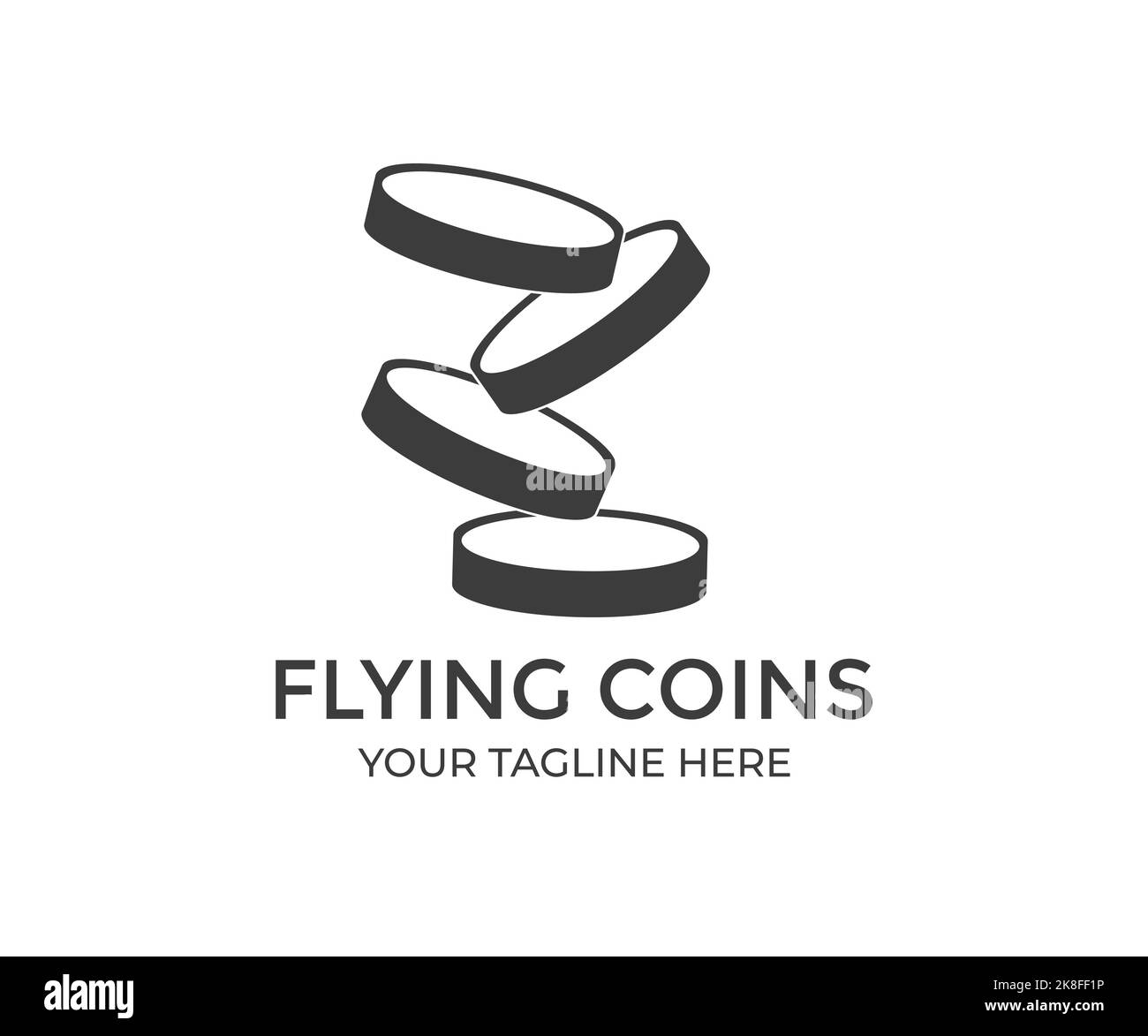 Flying coins, realistic falling money logo design. Financial wealth ...