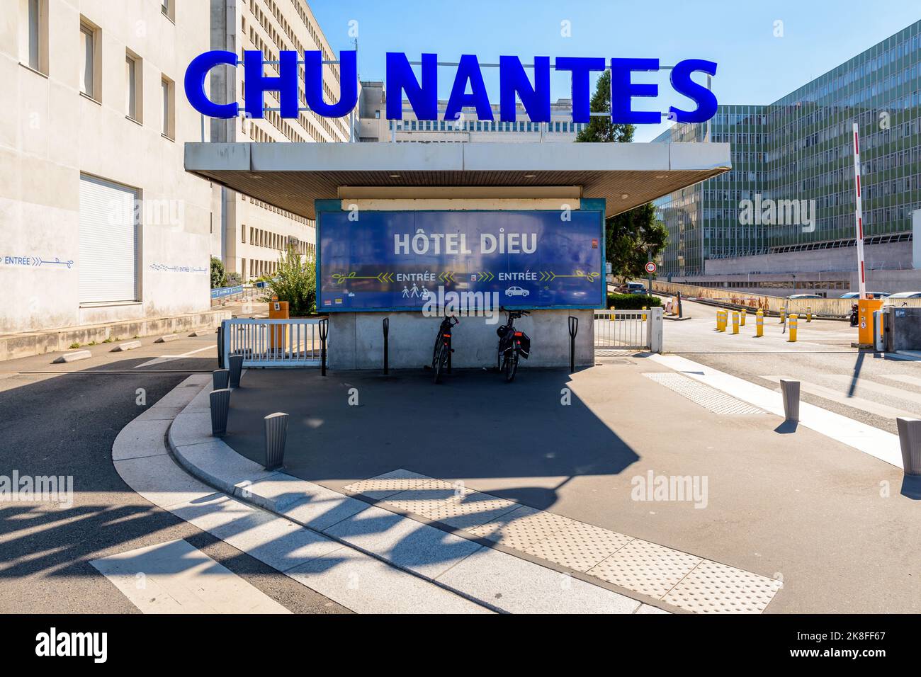 Sign at the main entrance of the Centre Hospitalier Universitaire (CHU ...