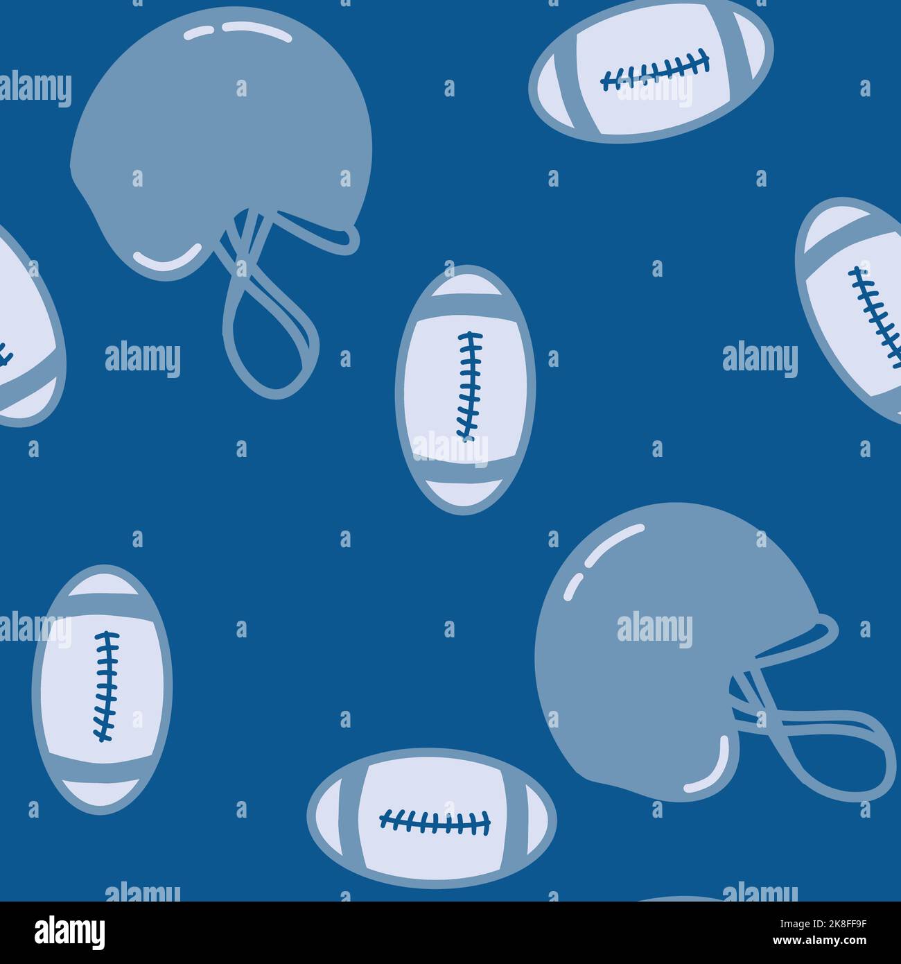 Hand drawn american football seamless pattern. Blue sports football ...