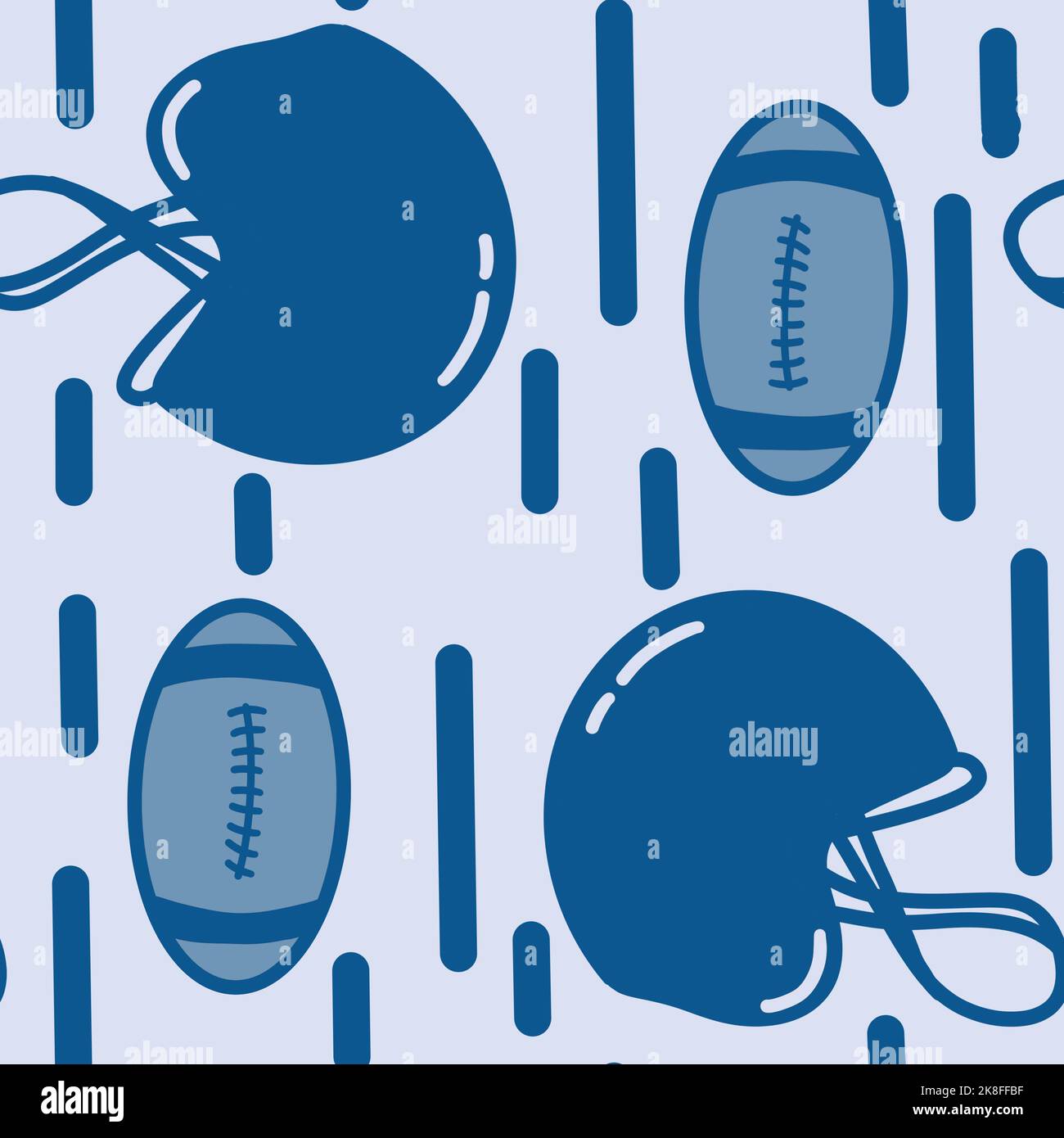 Hand drawn american football seamless pattern. Blue sports football ...