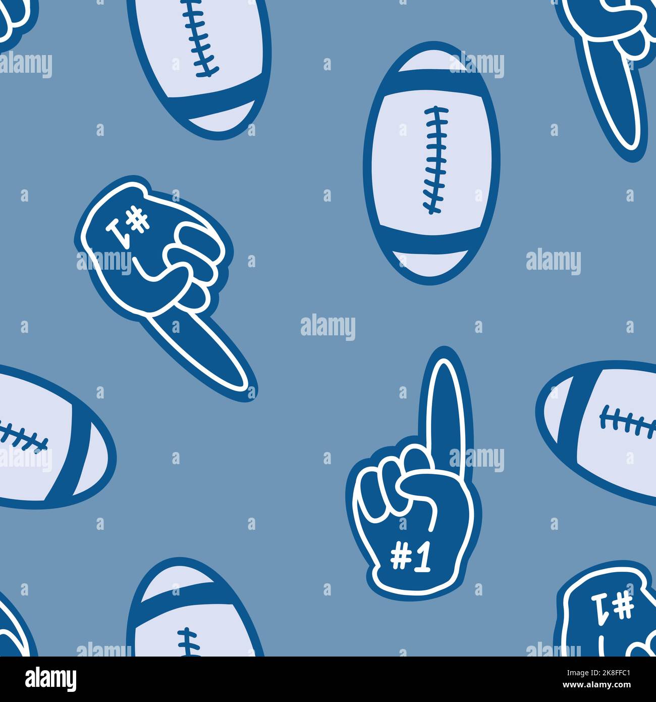 Hand drawn american football seamless pattern. Blue sports football ...