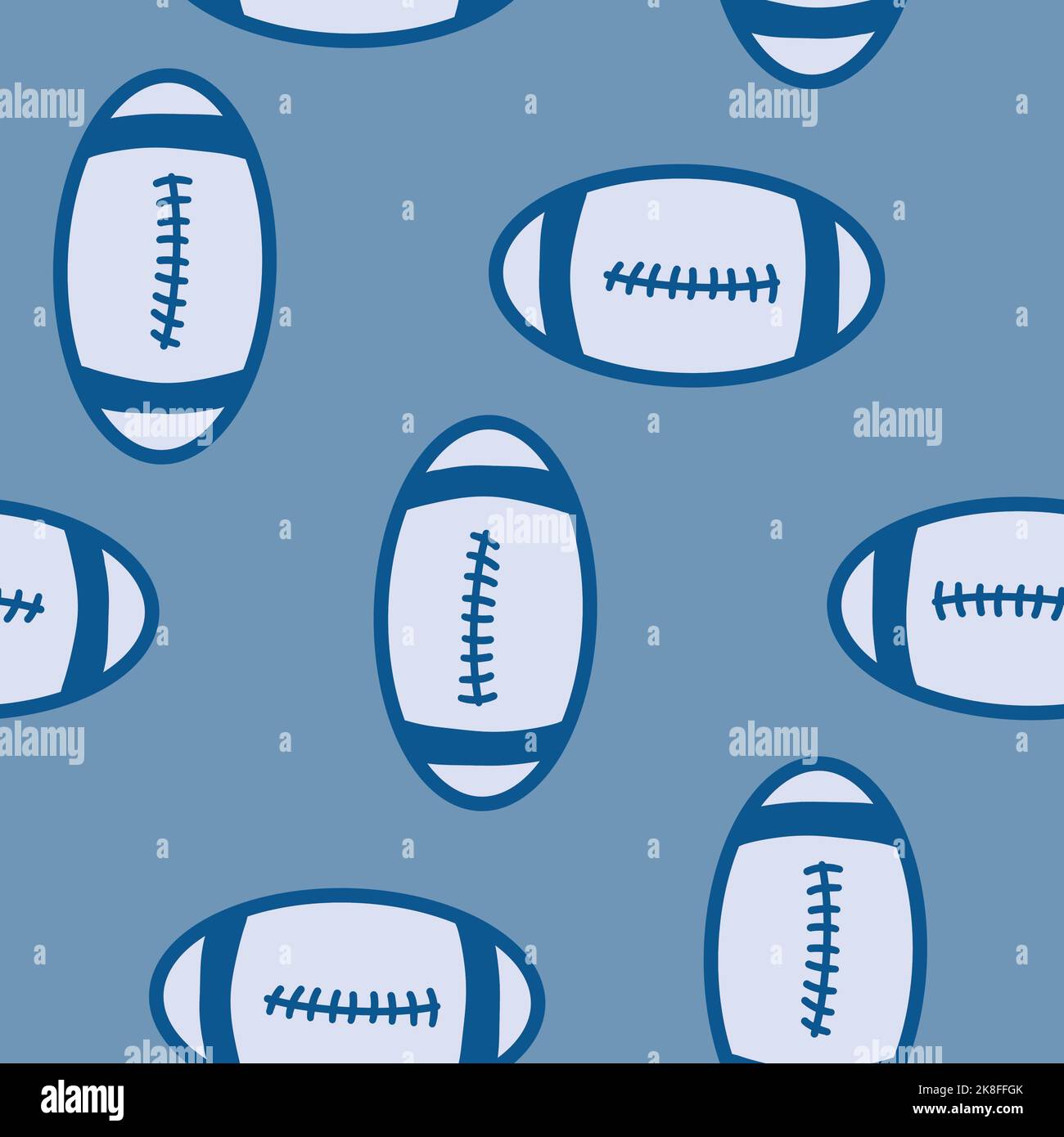 Hand drawn american football seamless pattern. Blue sports football ...