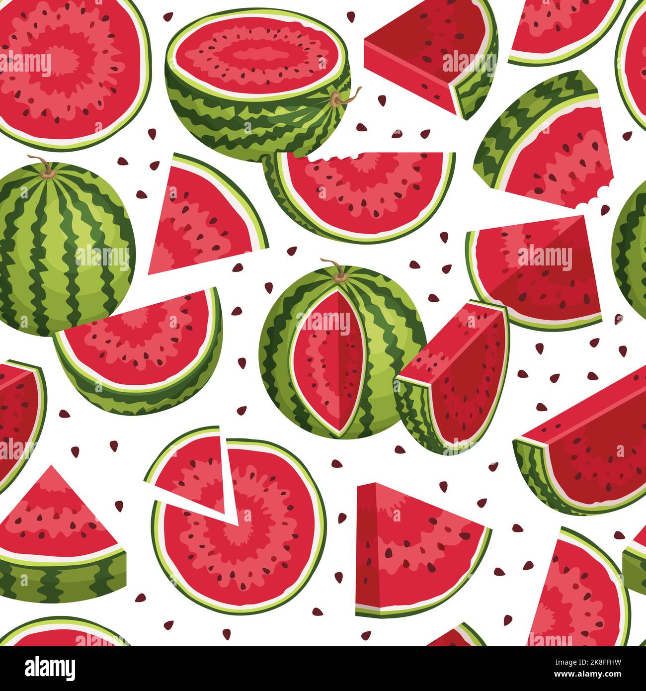 Watermelon pattern. Fresh sliced fruits illustrations for textile ...