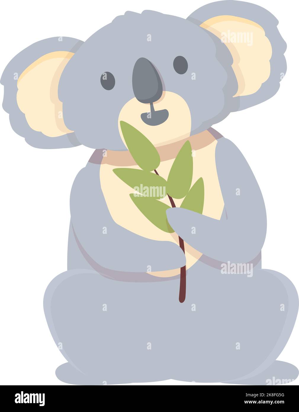 Koala eat tree branch icon cartoon vector. Cute bear. Australia baby ...