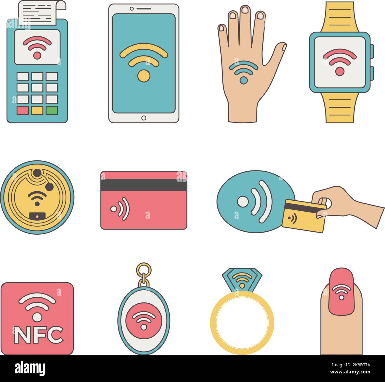 Nfc icon. Smart technology of distance payments and digital gadgets ...