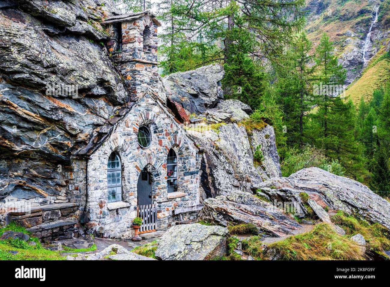 Austria, Chapel carved in stone in Gschlosstal valley Stock Photo - Alamy