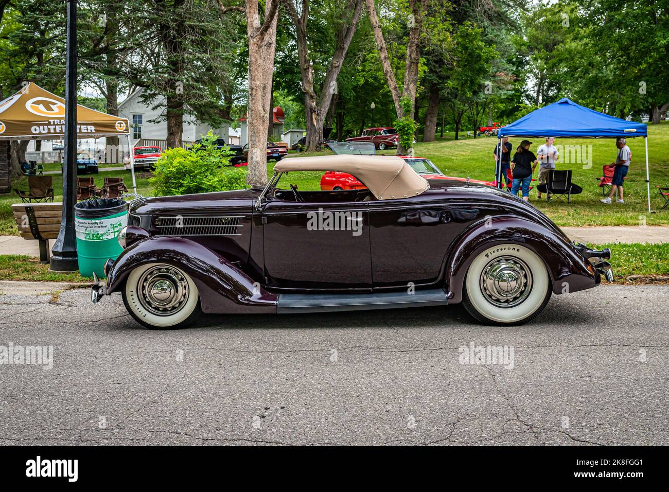Des Moines, IA - July 01, 2022: High perspective side view of a 1936 ...