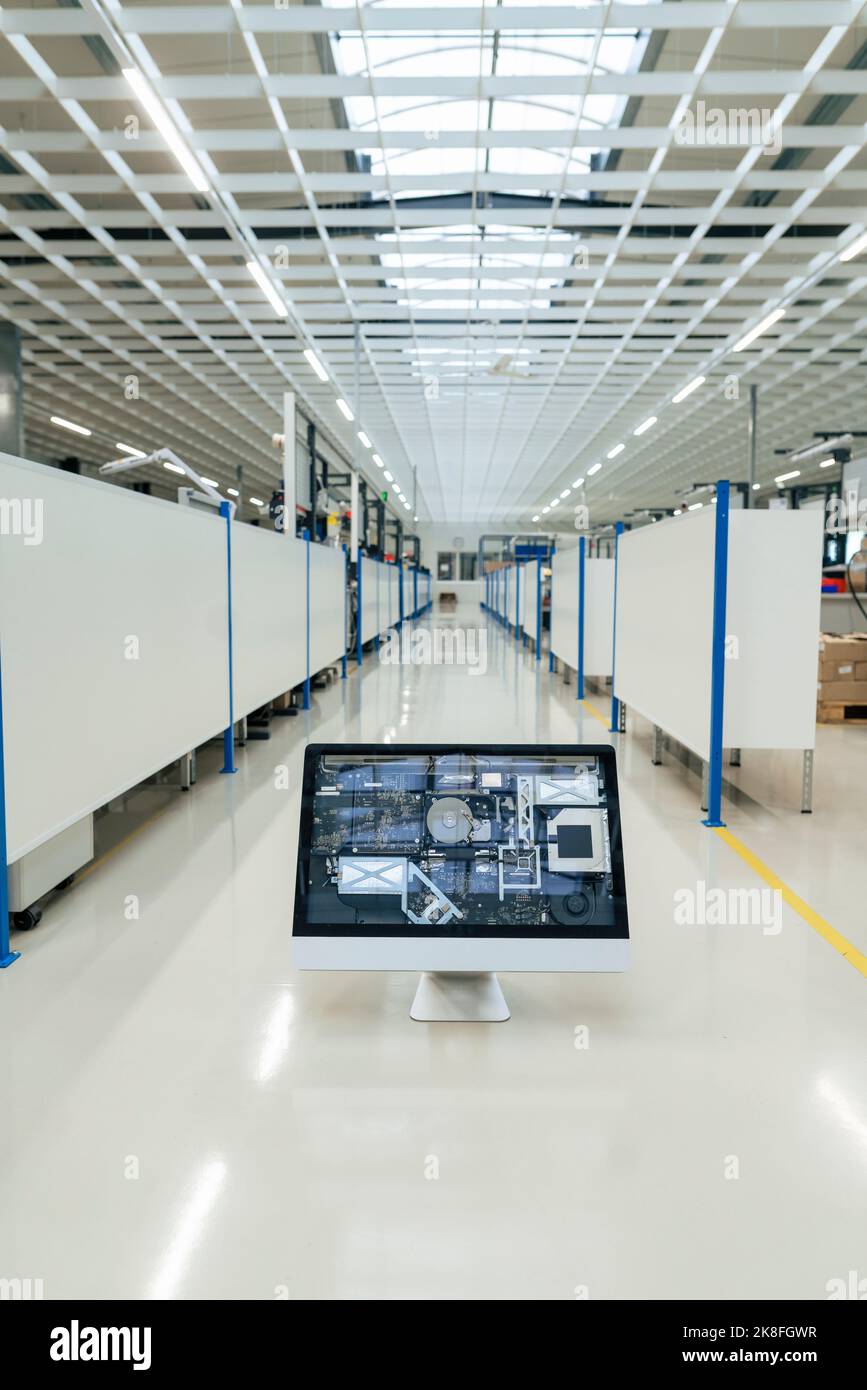 Desktop computer kept on floor at factory Stock Photo - Alamy