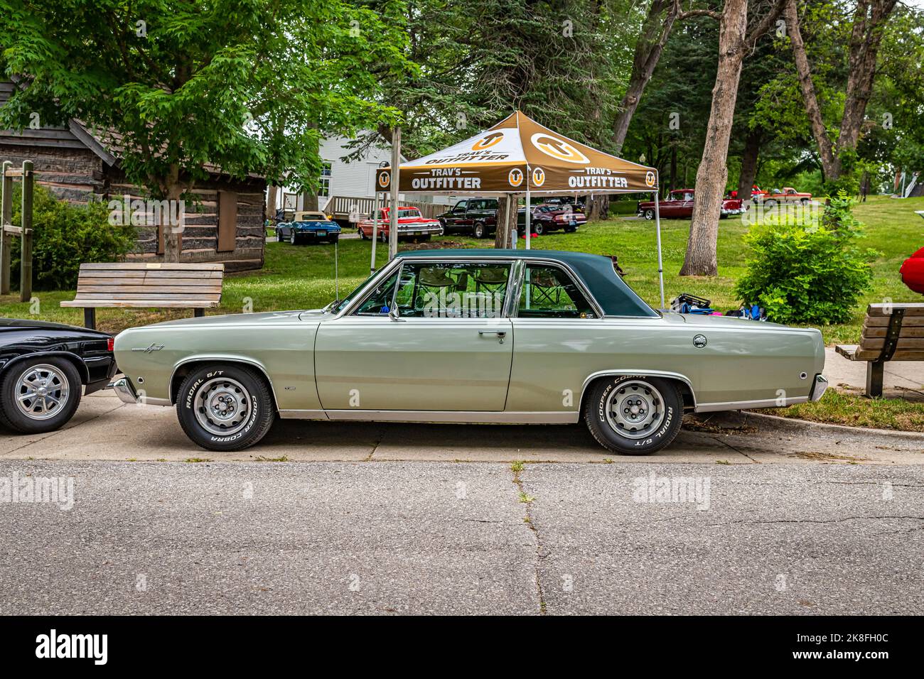 Des Moines, IA - July 01, 2022: High perspective side view of a 1968 ...