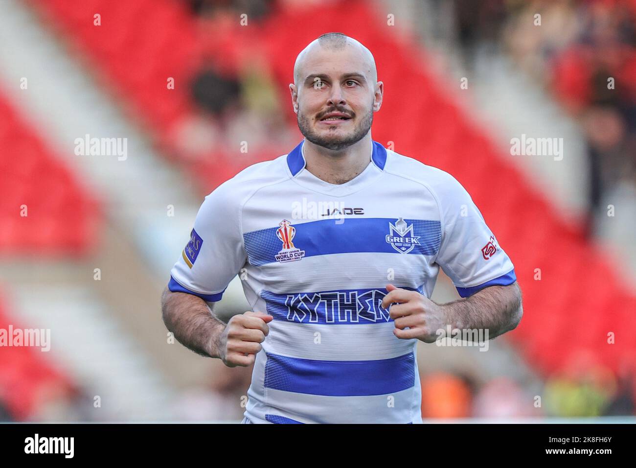 Jake Kambos of Greece during pre-game warm up before the Rugby League ...