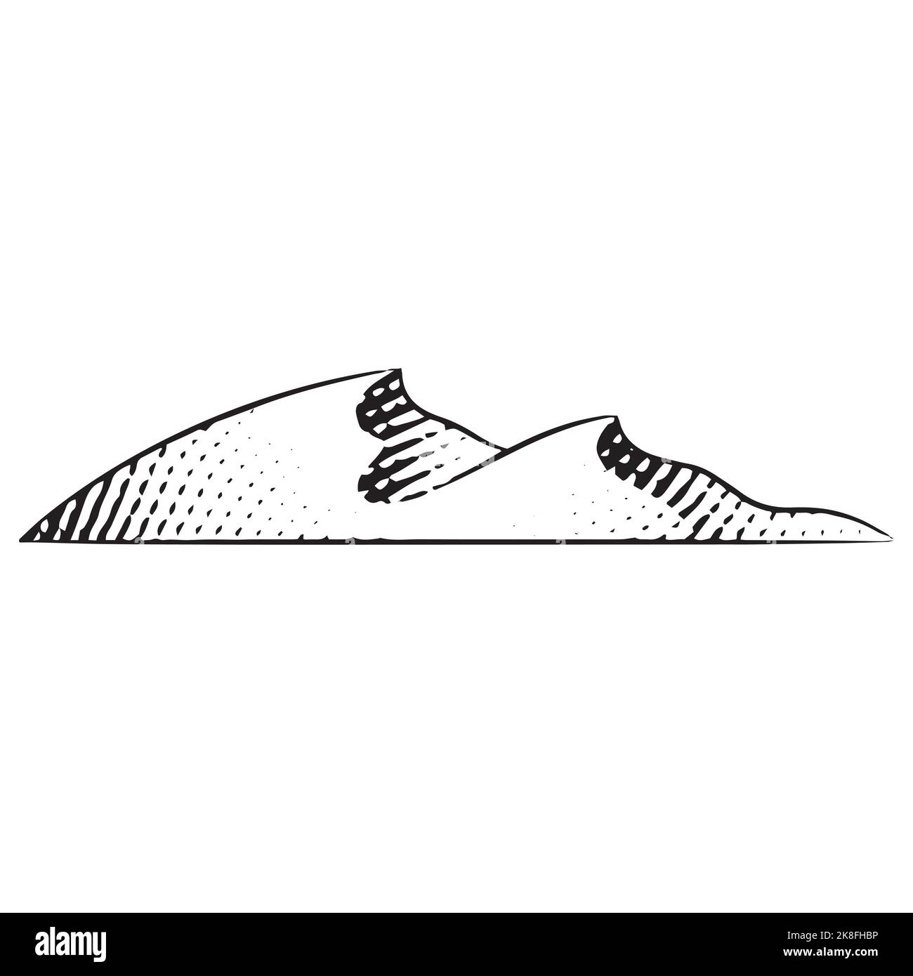 Scratchboard Engraving of Dunes isolated on a White Background Stock ...