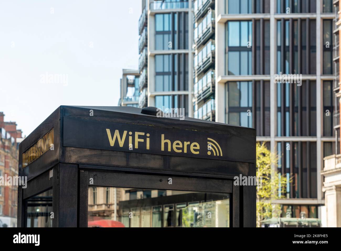 UK, England, London, Modern phone booth with free Wi-Fi Stock Photo - Alamy