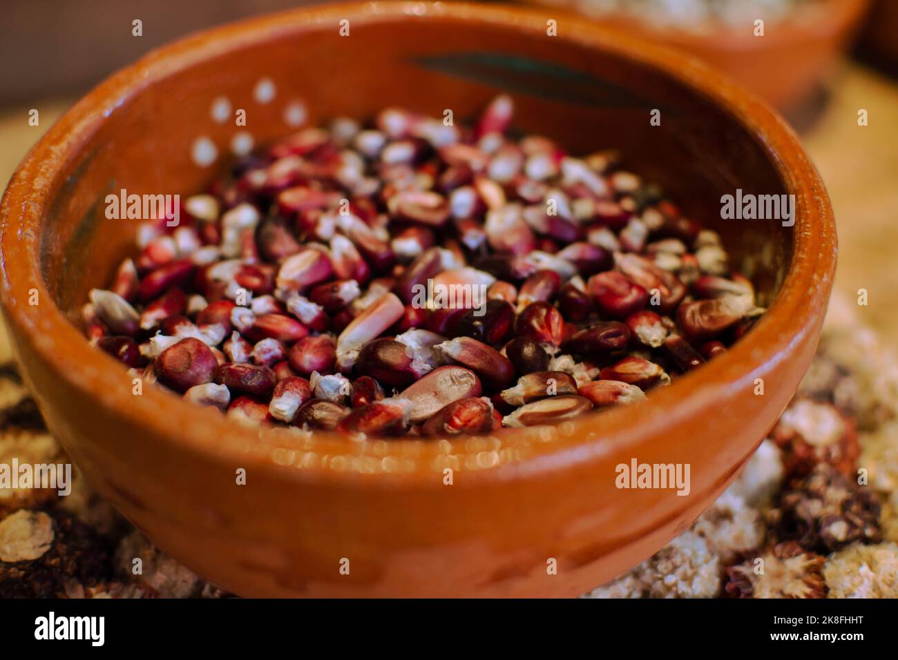 Bowl of red Mexican corn grains Stock Photo - Alamy