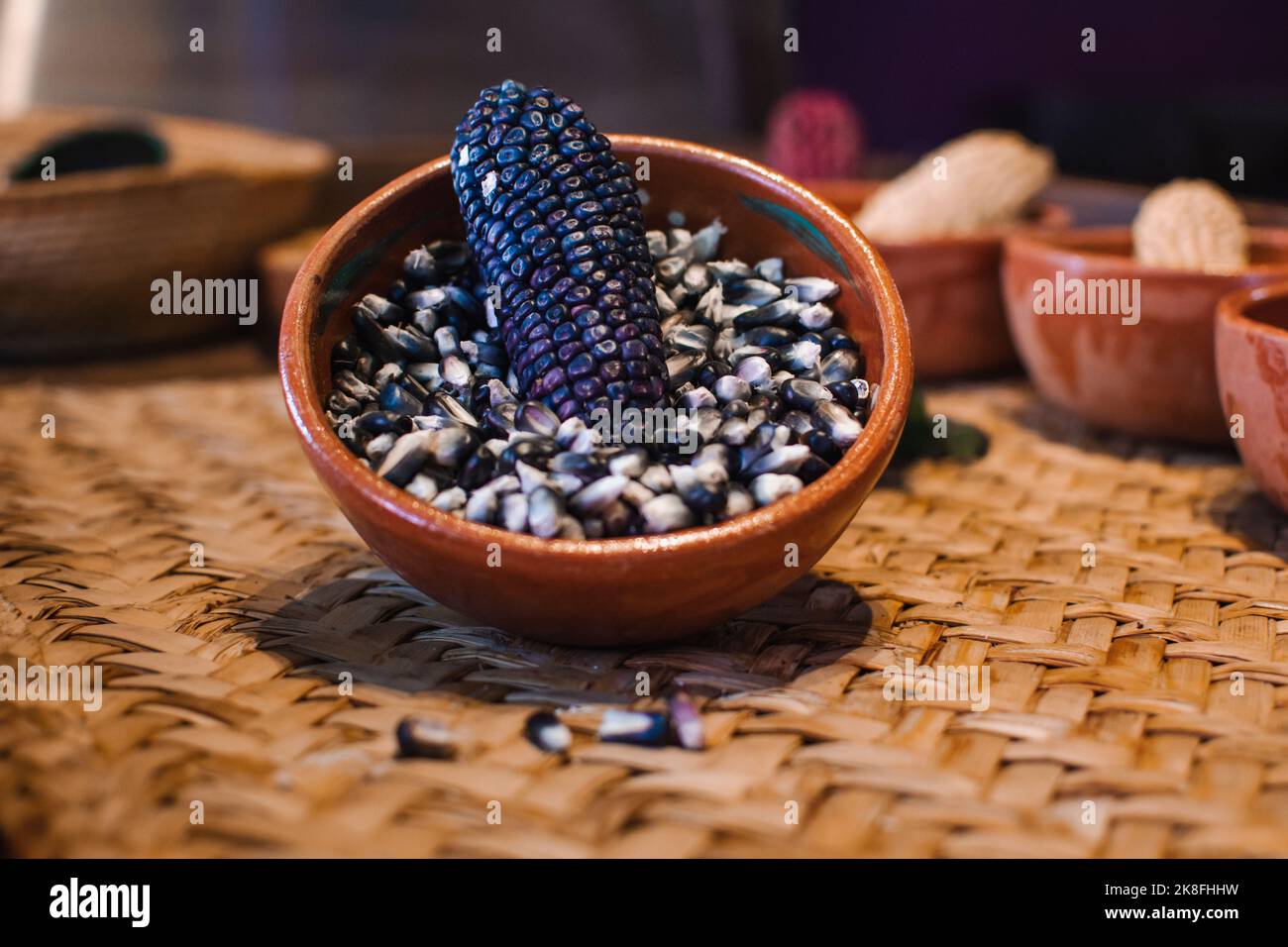 Bowl of black Mexican corn grains Stock Photo - Alamy