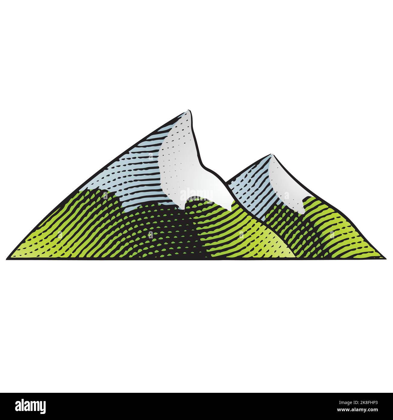 Colorful drawing high mountain landscape Stock Vector Images - Alamy