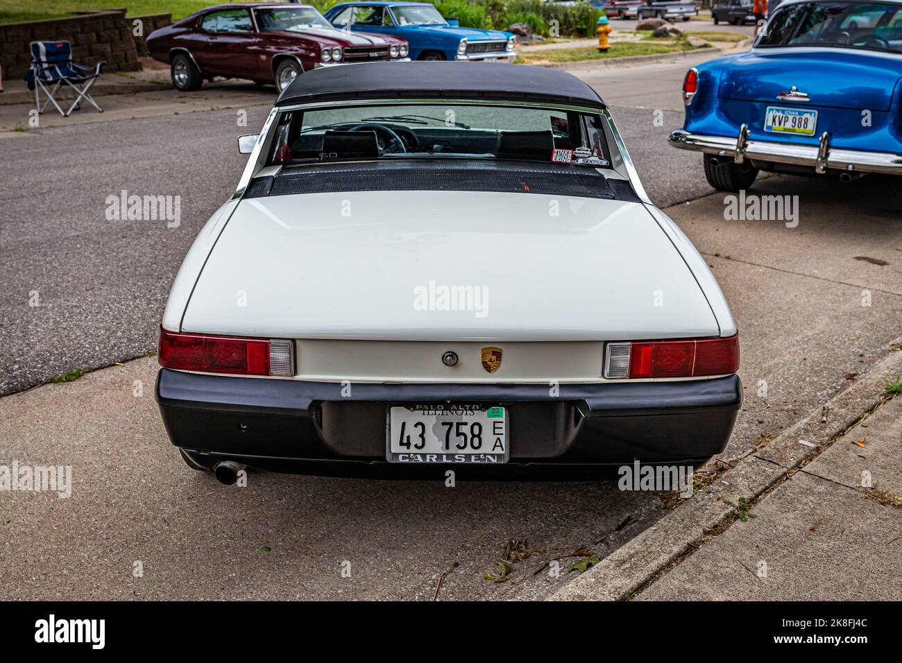 Des Moines, IA - July 01, 2022: High perspective rear view of a 1974 ...
