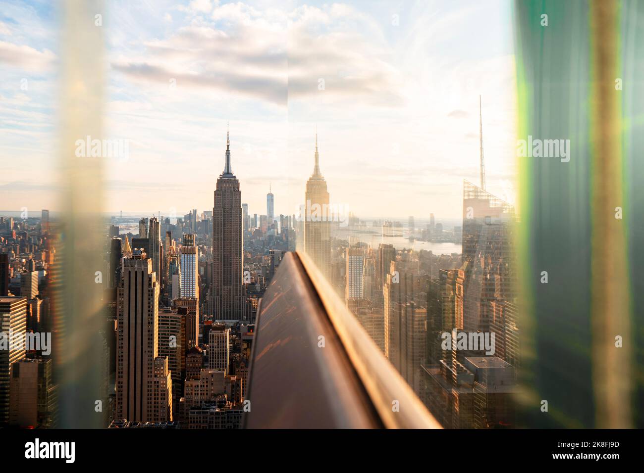 USA, New York, New York City, Midtown Manhattan at sunset seen through ...