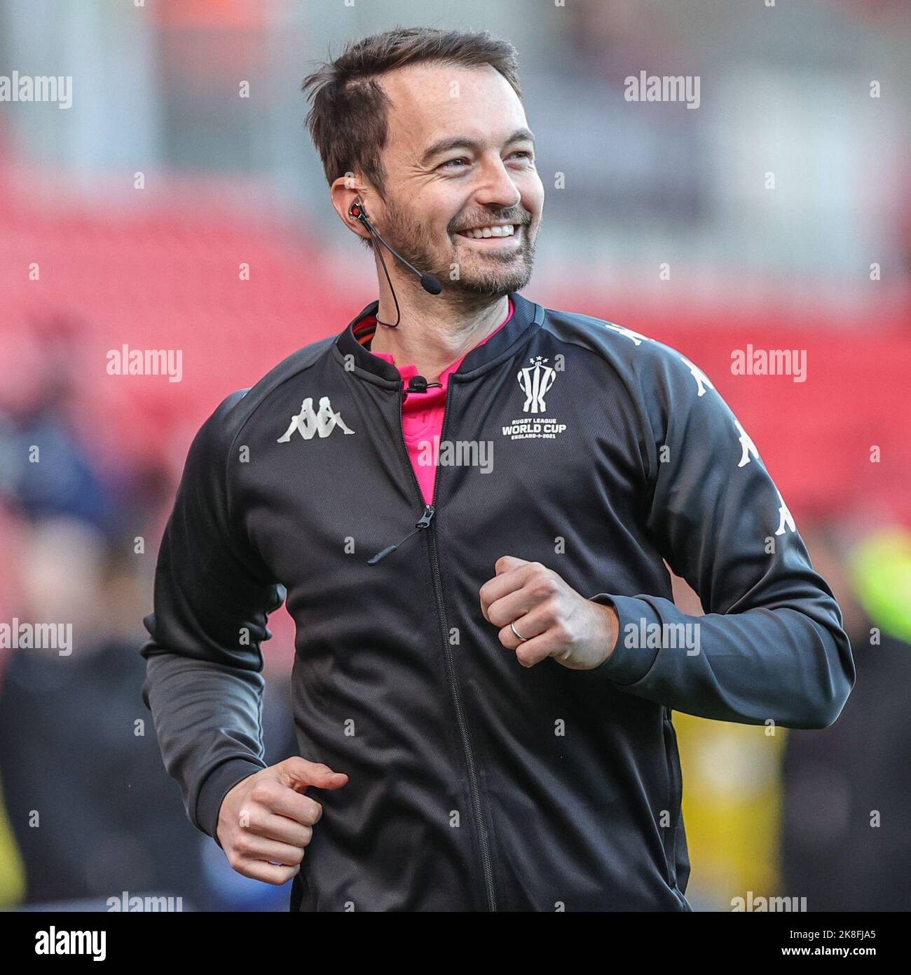 Man in the middle referee James Child during pre-game warm up before ...