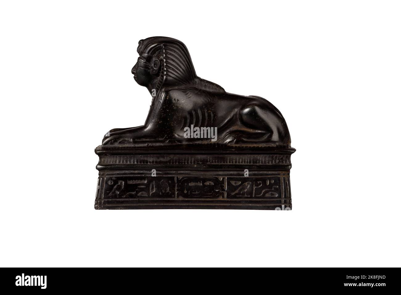 egyptian sphinx statue from black stone isolated on white background ...