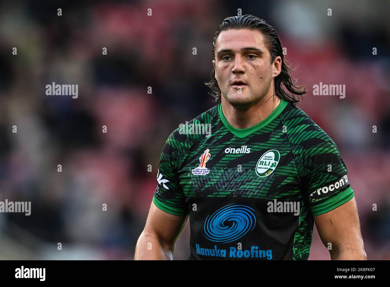 Liam Byrne of Ireland during the Rugby League World Cup 2021 match ...
