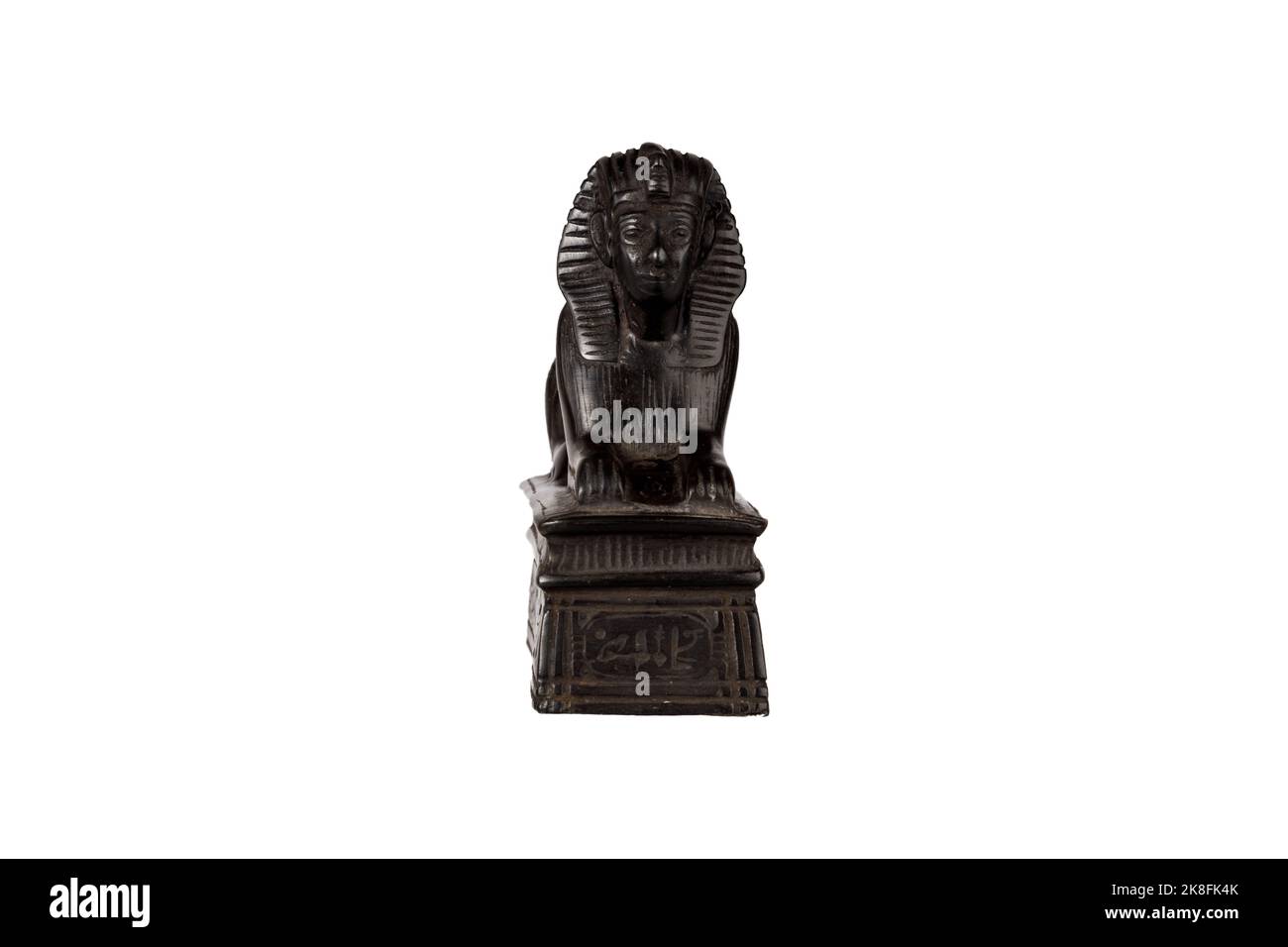 egyptian sphinx statue from black stone isolated on white background ...