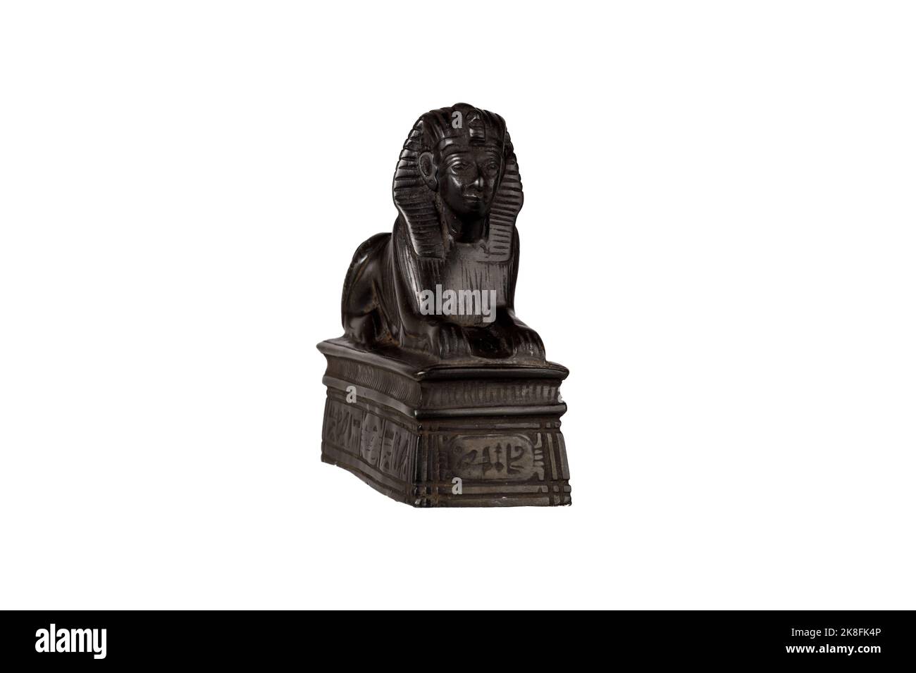 egyptian sphinx statue from black stone isolated on white background ...