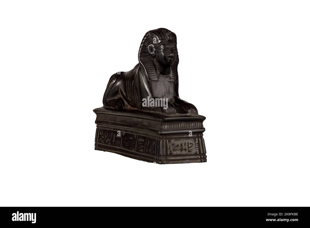 egyptian sphinx statue from black stone isolated on white background ...