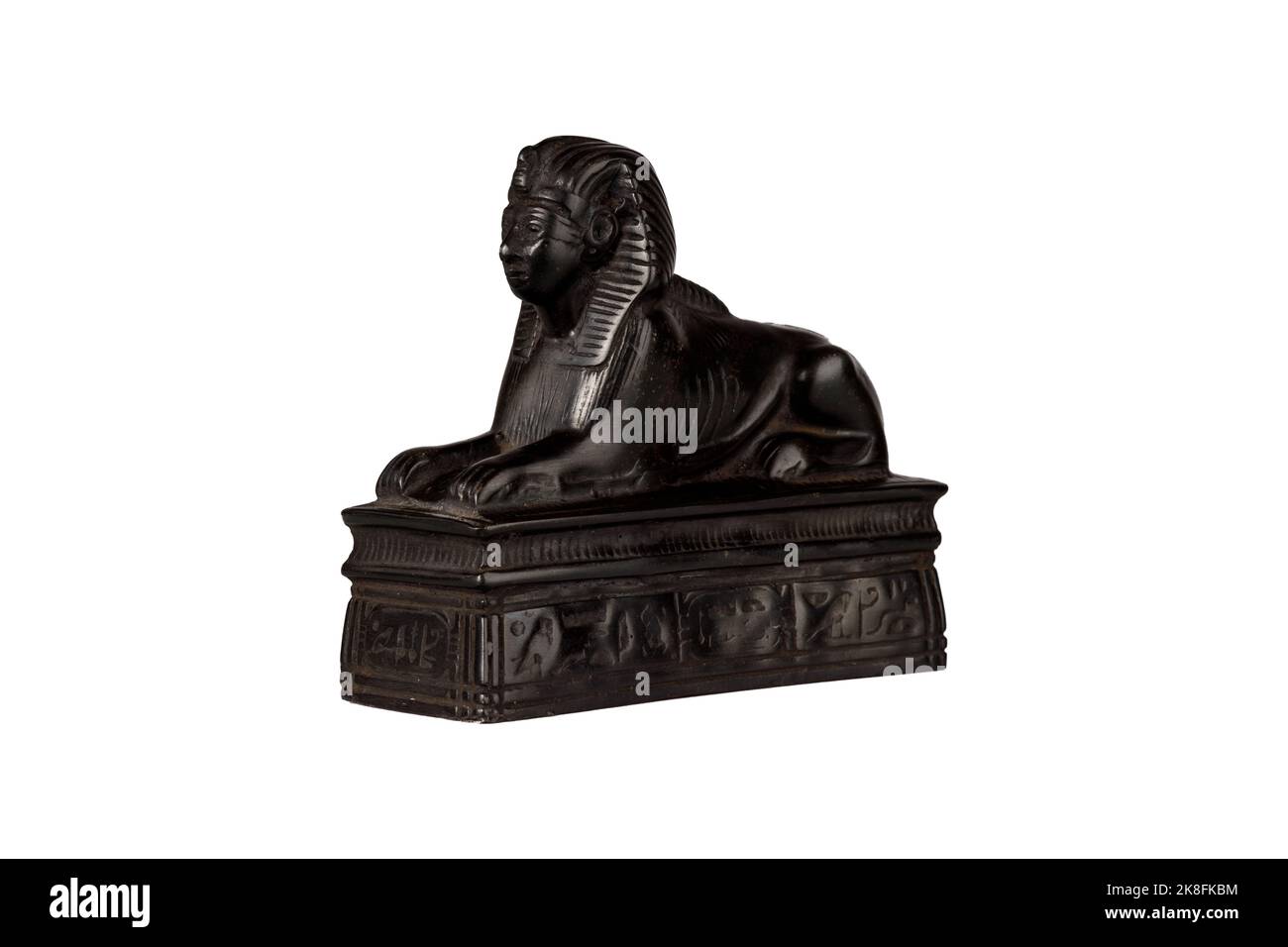 egyptian sphinx statue from black stone isolated on white background ...
