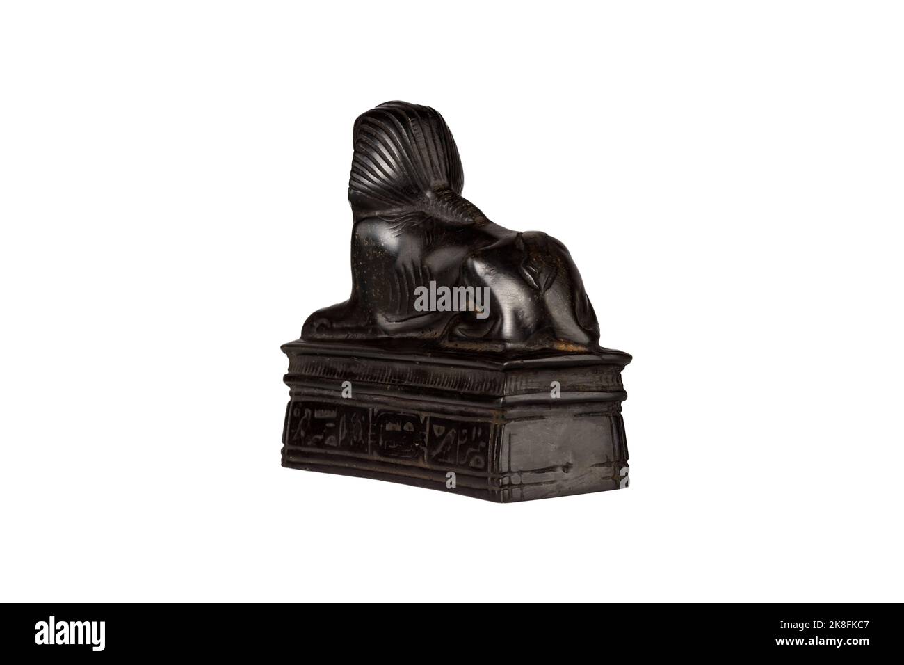 egyptian sphinx statue from black stone isolated on white background ...