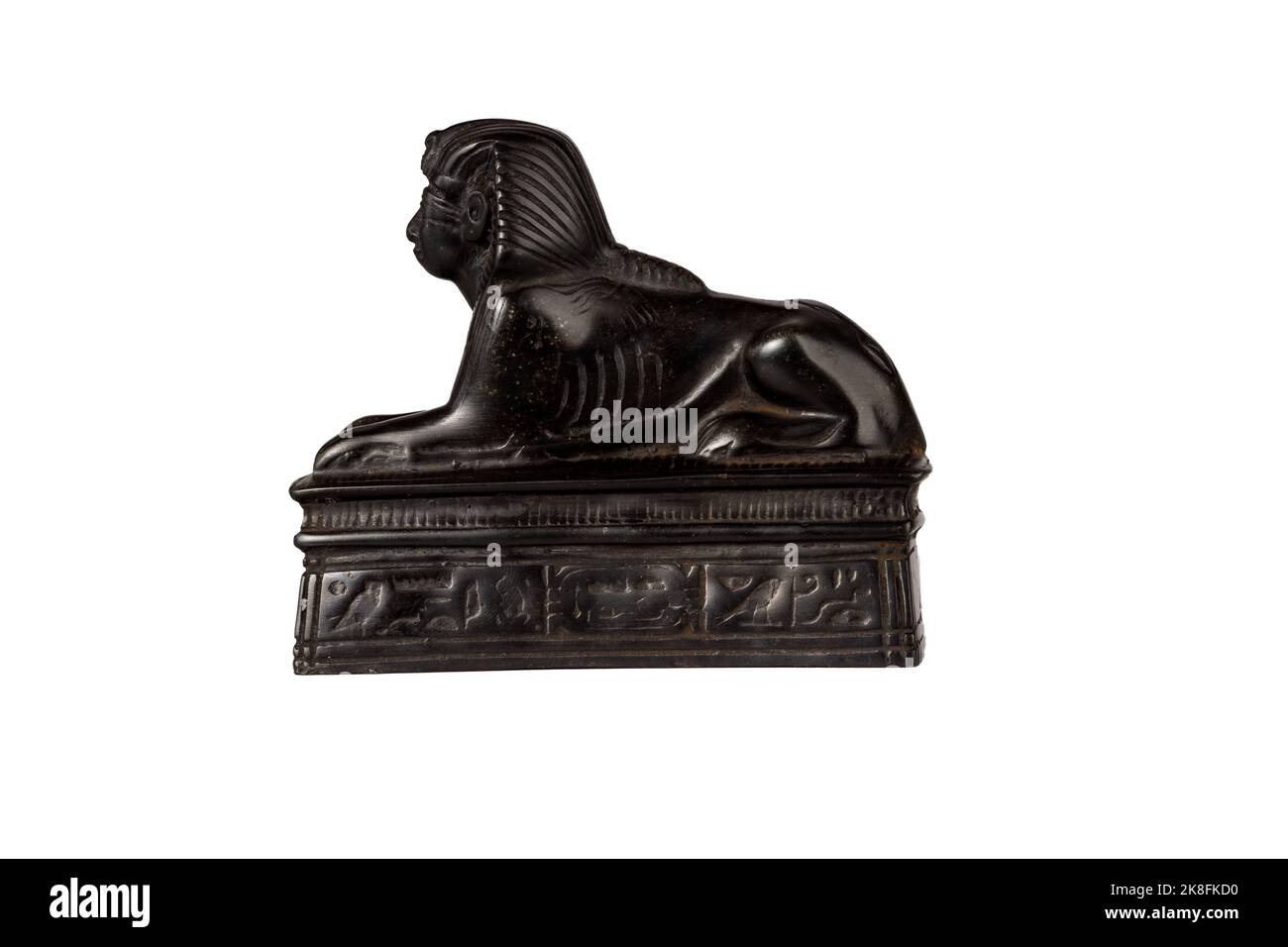 egyptian sphinx statue from black stone isolated on white background ...