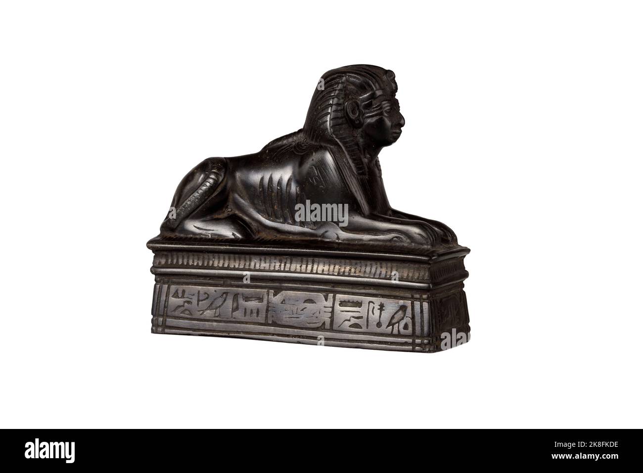 egyptian sphinx statue from black stone isolated on white background ...