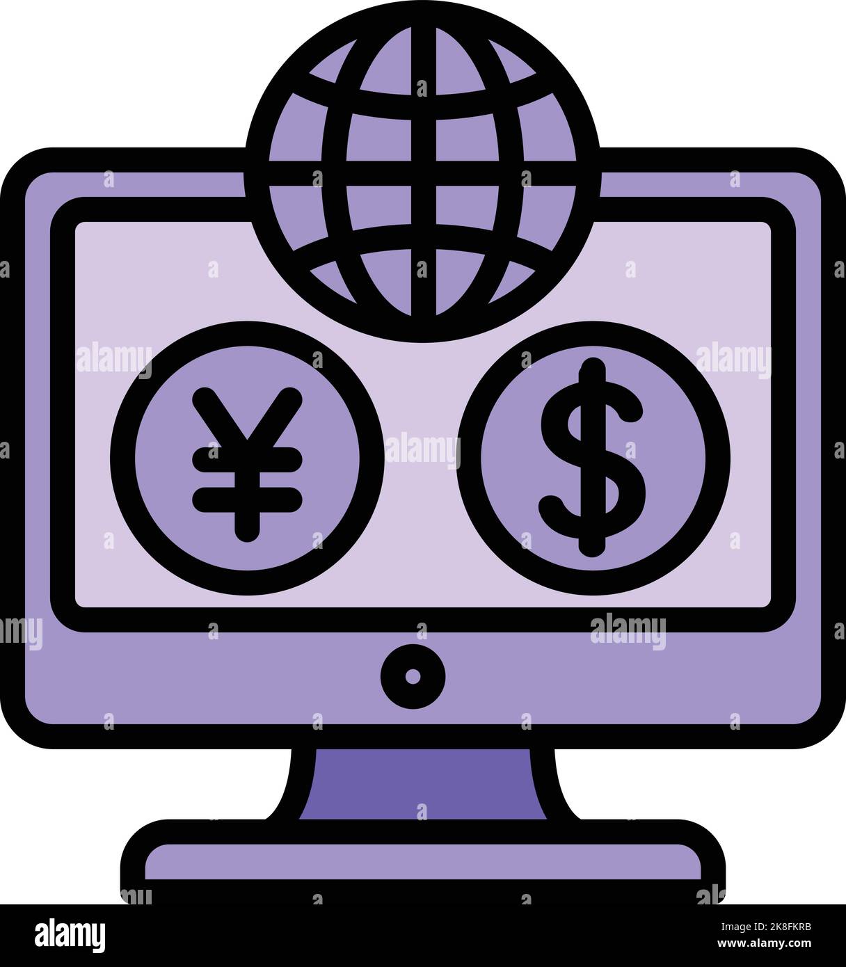 Global cash online icon outline vector. Bank transfer. Digital app ...