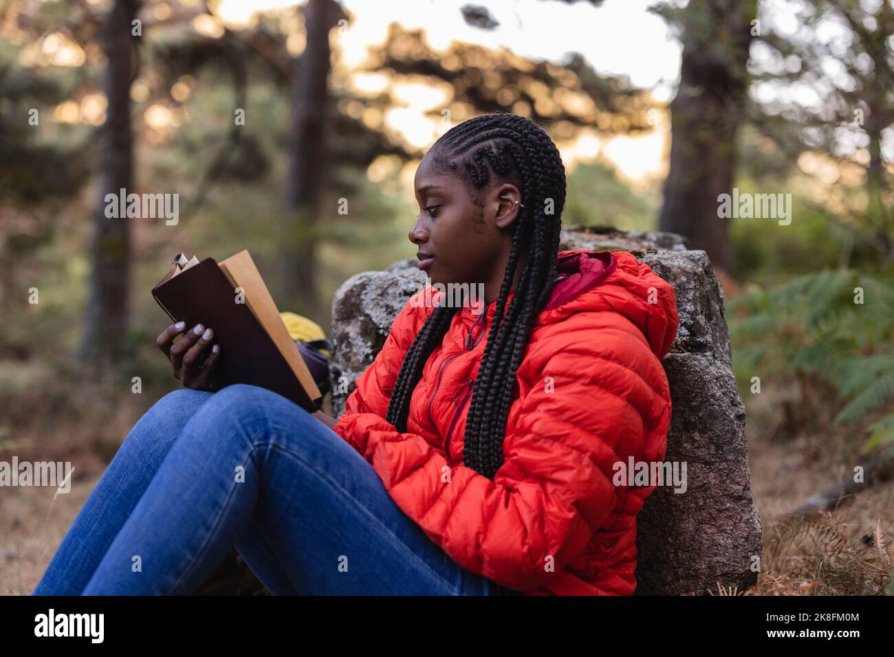 Woman reading book forest in hi-res stock photography and images - Alamy