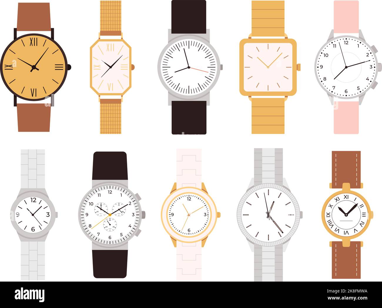 Classic watches, old retro clock design. Woman man wristwatch antique ...