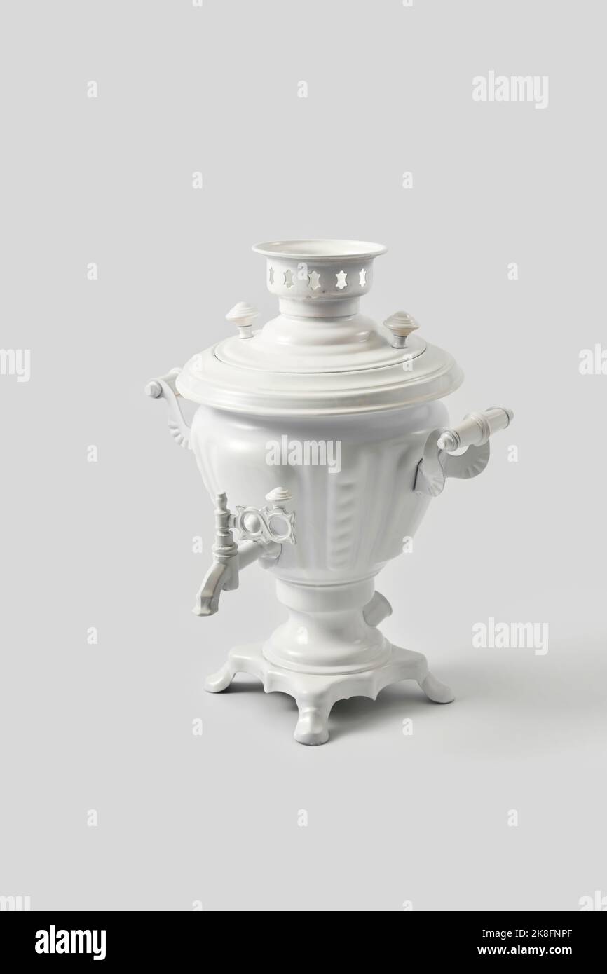 Traditional samovar tea kettle on white background Stock Photo - Alamy