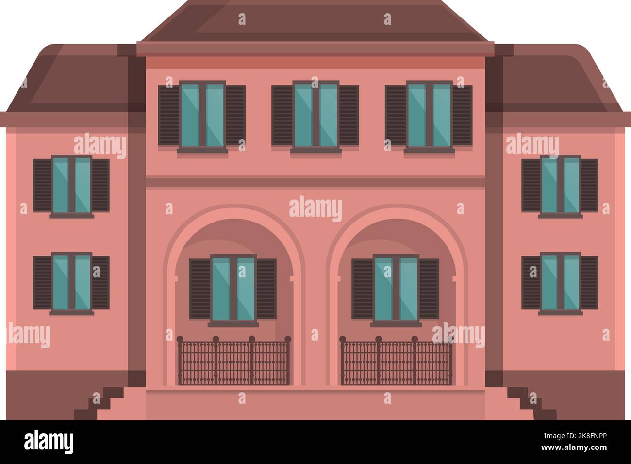 Brick villa icon cartoon vector. Home building. Residential cottage ...