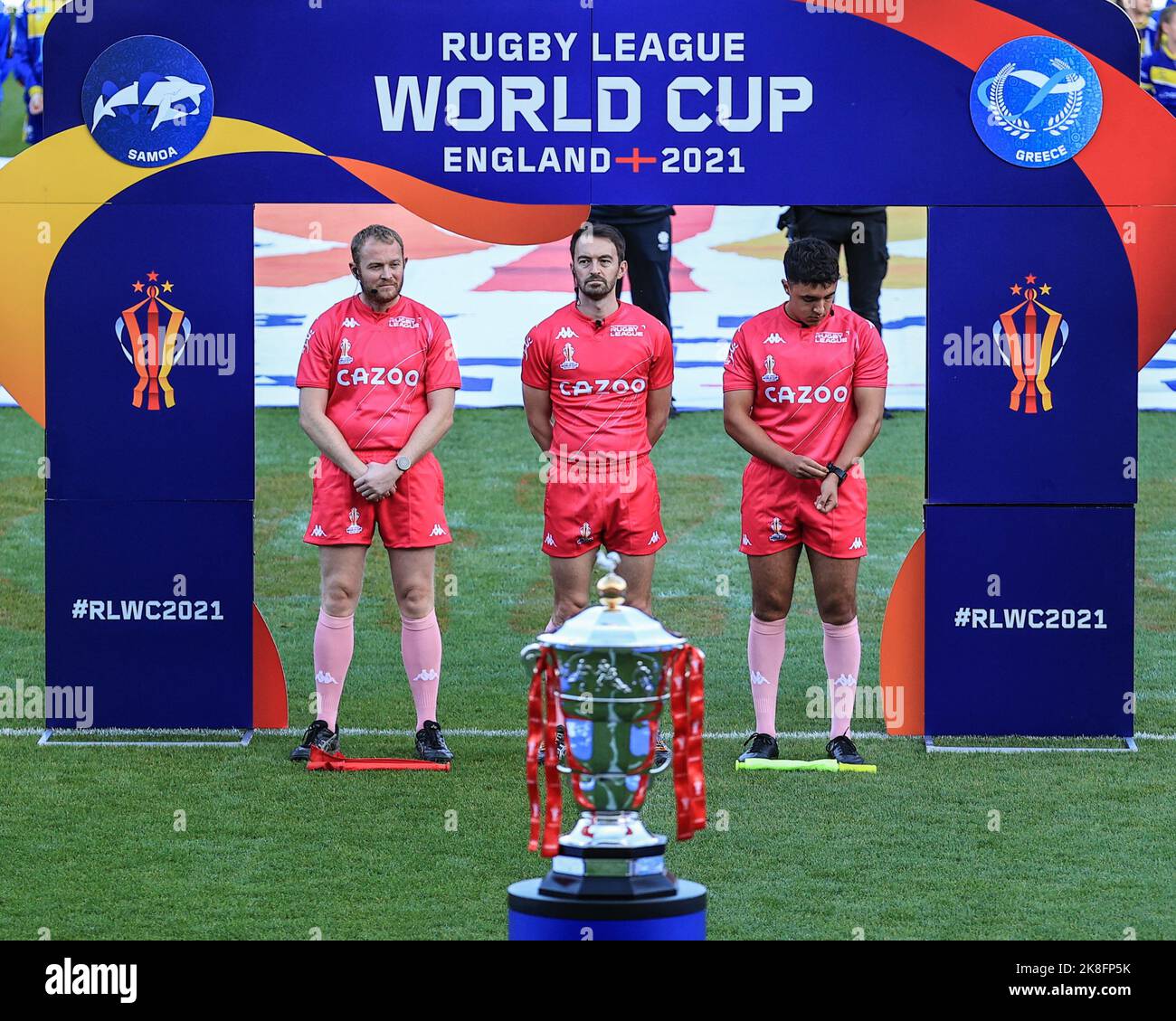 Man in the middle referee James Child during the Rugby League World Cup ...