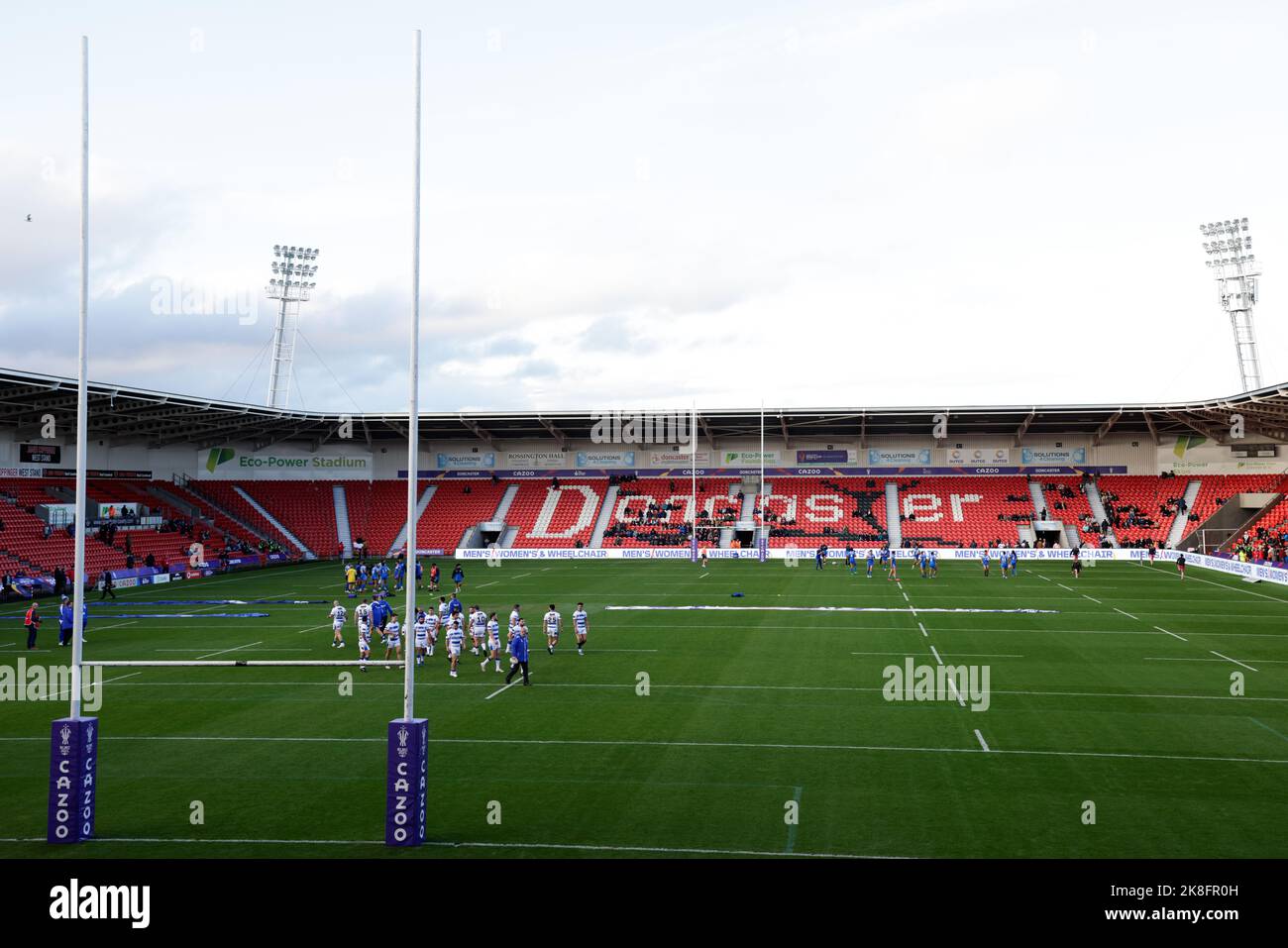 A general view inside the stadium as the players warm up ahead of the ...