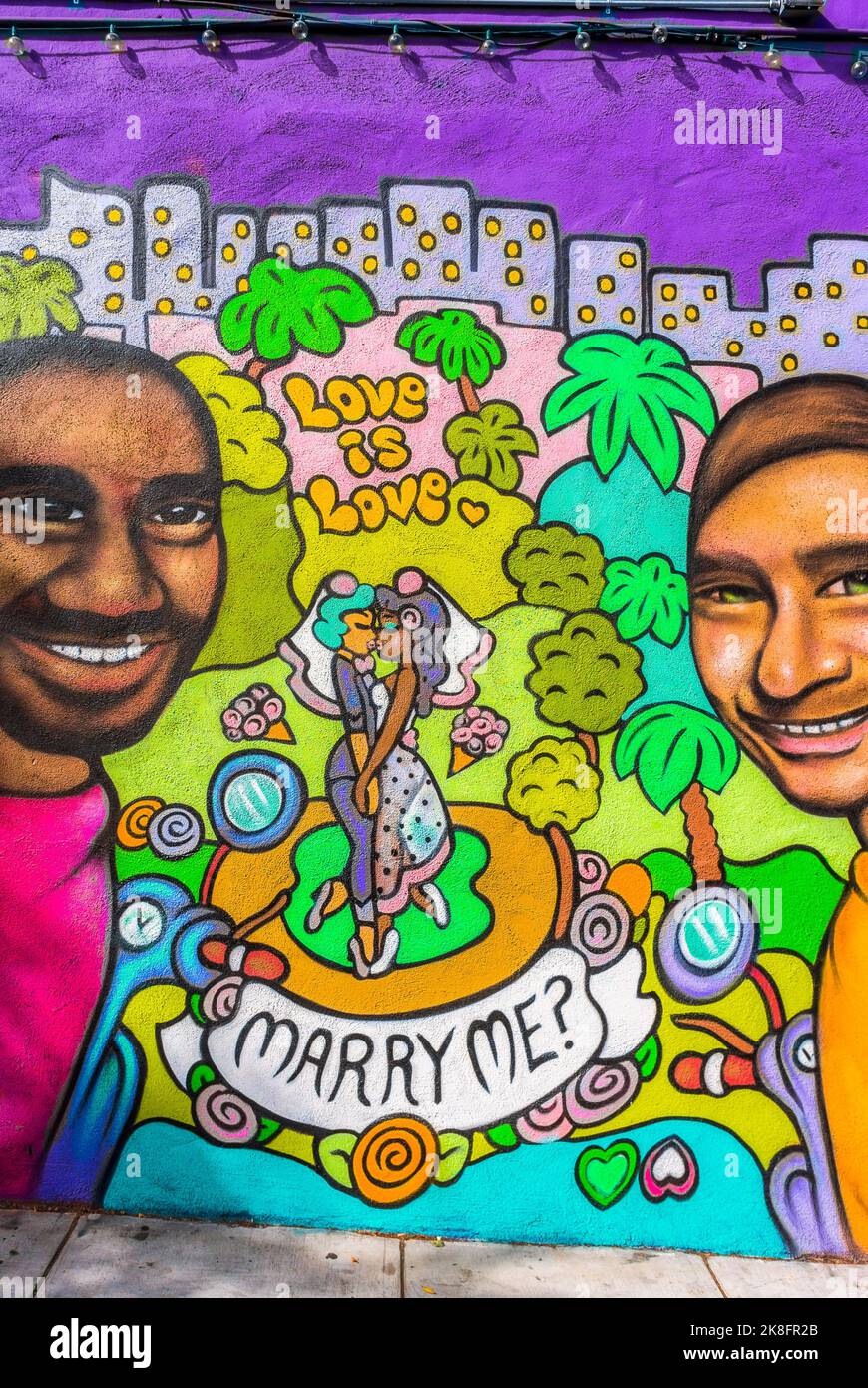 San Francisco, CA, USA, Street Art, Graffiti, Gay Marriage Illustration ...