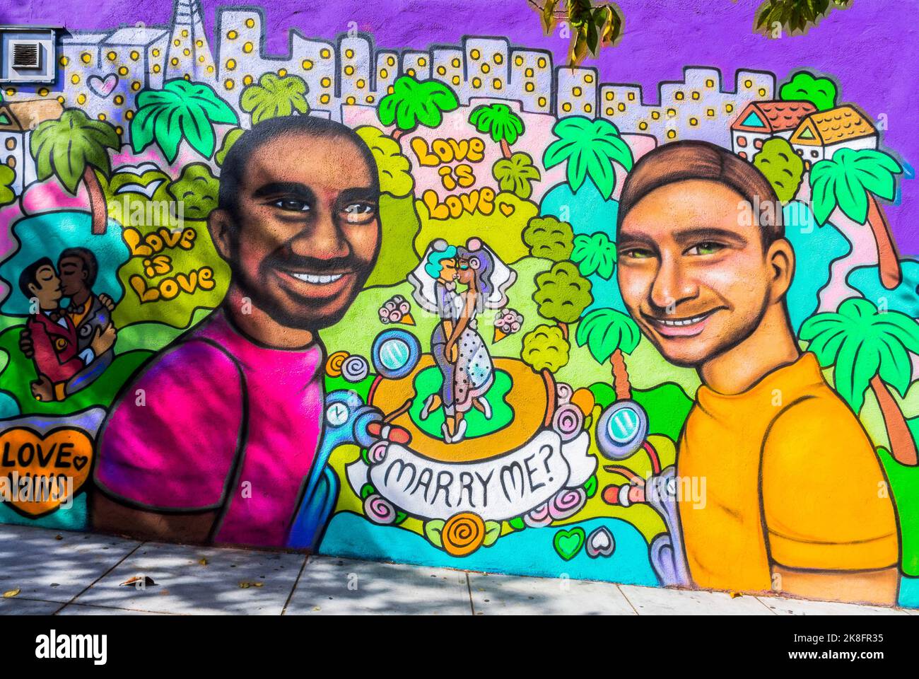 San Francisco, CA, USA, Street Art, Graffiti, Gay Marriage Illustration ...