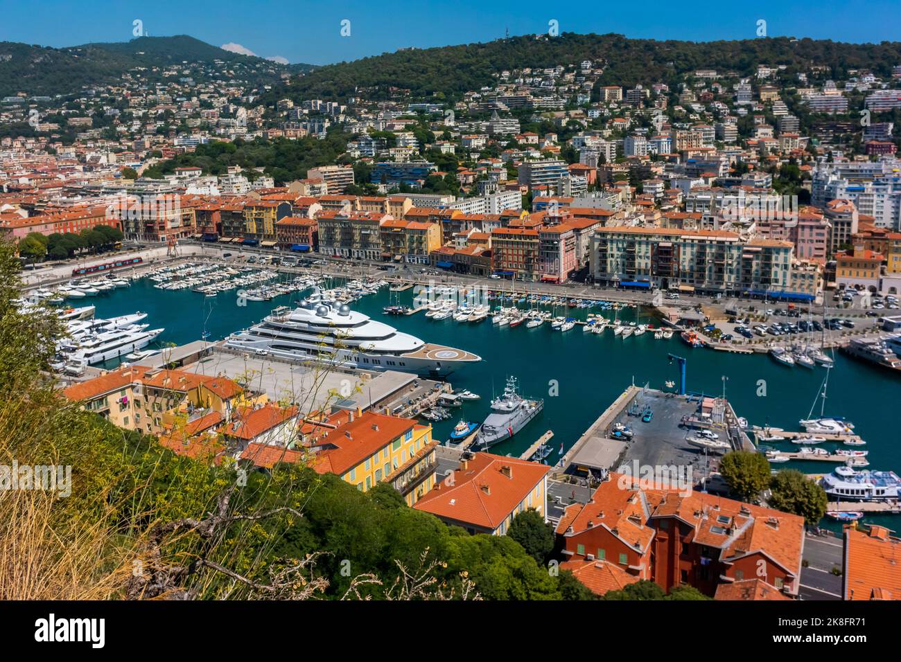 Nice, France, High Angle, Scenes, Port with Boats, Cityscape, Panoramic ...