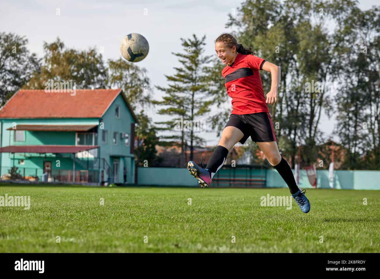 Happy girl jump ball hi-res stock photography and images - Alamy