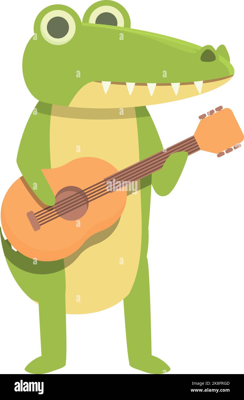 Alligator play guitar icon cartoon vector. Cute crocodile. Animal baby ...