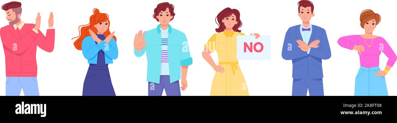 People disagree gestures. Teenager refuse say, disagreeing person ...