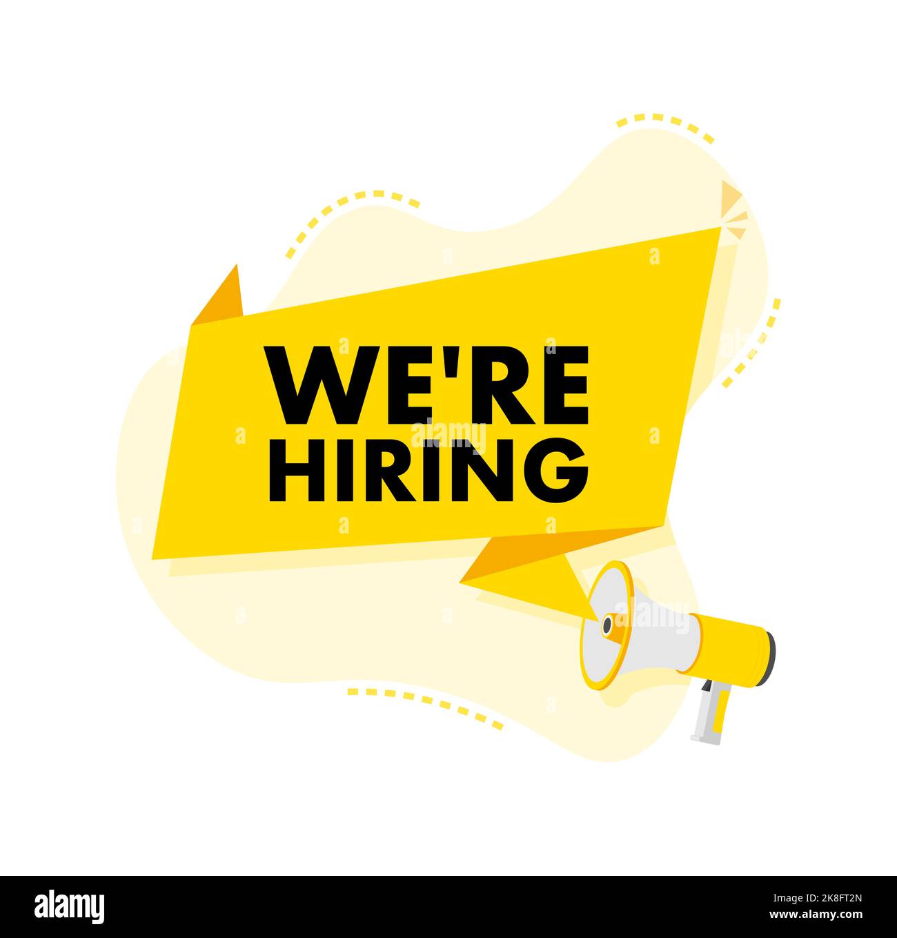 We re hiring. White text on blue background. Vector illustration Stock ...